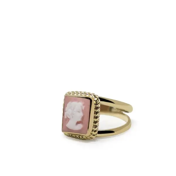 VINTOUCH ITALY Gold-plated Cameo Ring - Gold/pink