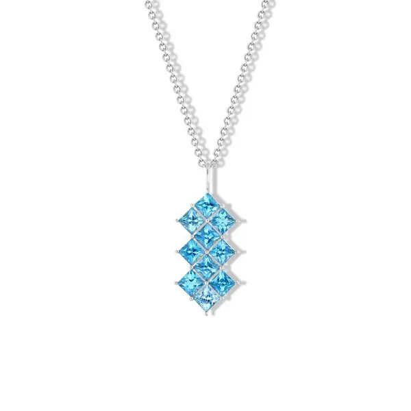 JEWELBIRD 14k White Gold Topaz Pendant Necklace - Blue