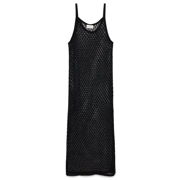 PERALUNA Openwork Knit Maxi Dress - Black