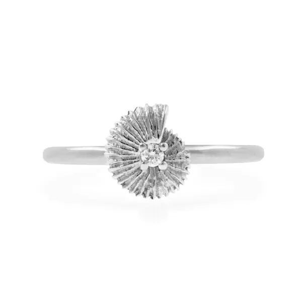 LEE RENEE Ammonite Diamond Ring - Silver