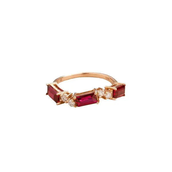 JUVETTI  Forma Ruby And Diamond Ring In Rose Gold Vermeil - Red/white/rose Gold