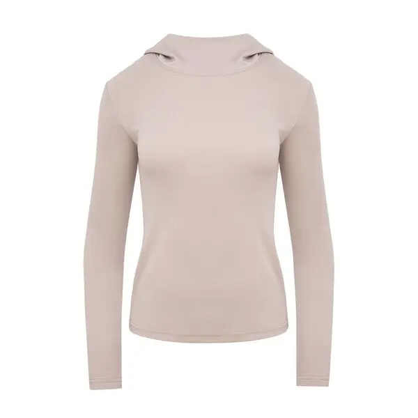 MANDRAGORA Ribbed Viscose Luna Hoodie Top