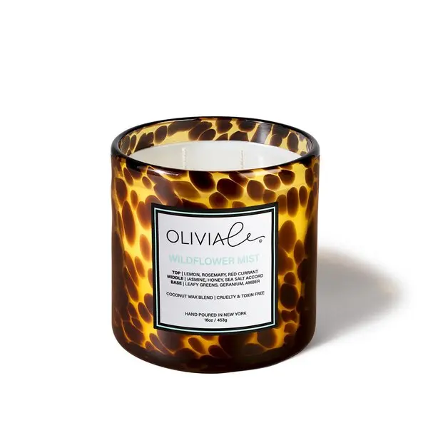 OLIVIA LE Wildflower Mist Tortoise Glass Candle - Brown