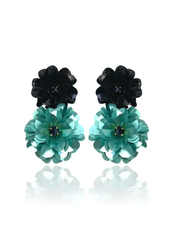 PINAR OZEVLAT Blossom Drops & Sea Foam Earrings - Black