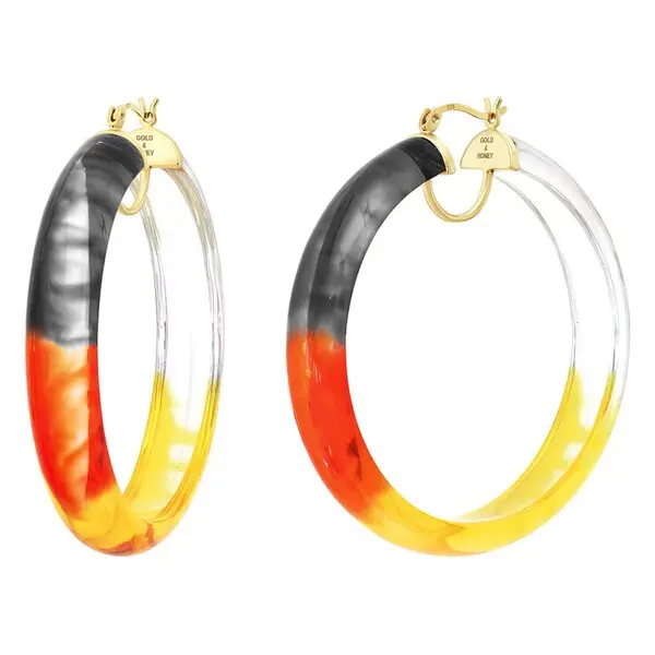 GOLD & HONEY Tie-dye Lucite Hoop Earrings - Black/red