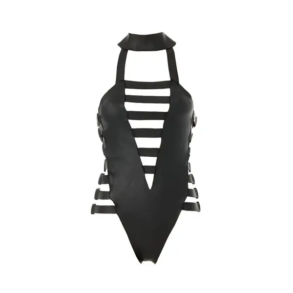 SIREN SWIMWEAR Leather Neoprene Swimsuit - Black