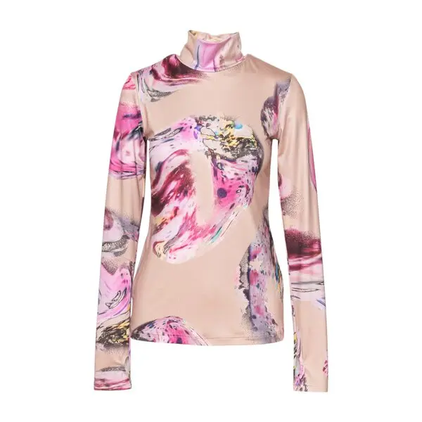 ARTISTA Printed Turtleneck Top