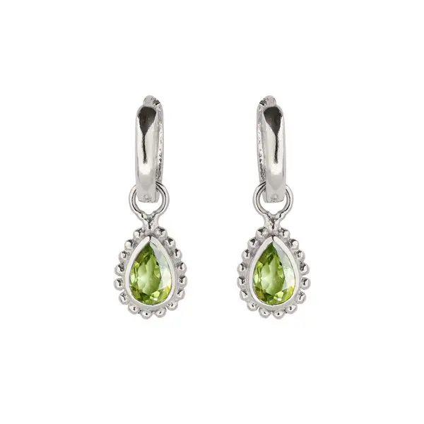 CHARLOTTE'S WEB JEWELLERY Sterling Silver Huggie Hoop Earrings With Peridot - Green/silver