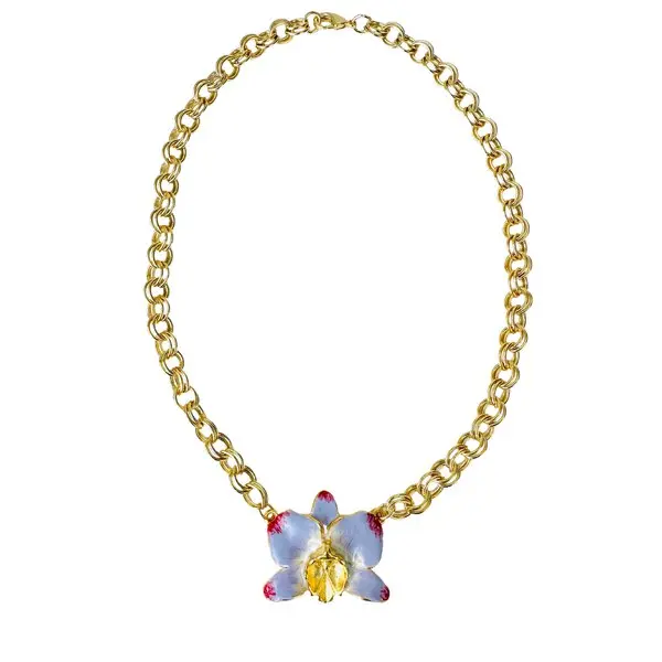 THE PINK REEF Orchid Pendant Necklace - Pink