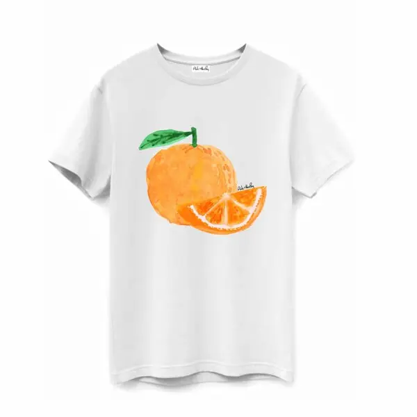 Pink Haley Supima Cotton T-shirt With Fruit Illustration - White
