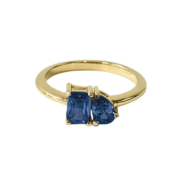 BELINDA JEWELZ Toi Et Moi Sapphire Birthstone Ring - Blue