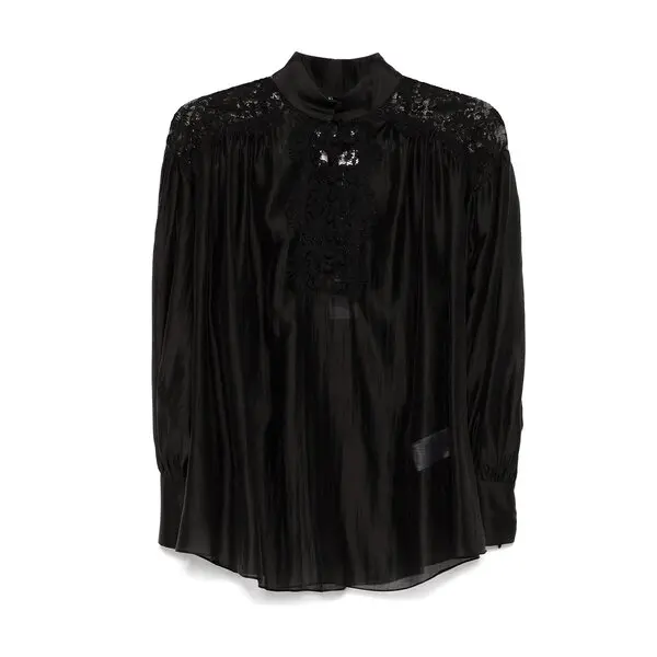 NISSA Lace-insert Lyocell Top