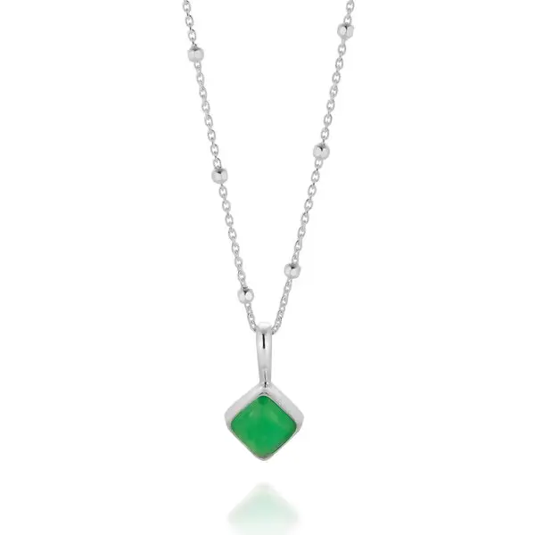 NELLOU JEWELLERY Diamond Chrysoprase Sterling Silver Necklace - Green