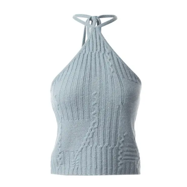 FULLY FASHIONING Cable Knit Halter Top