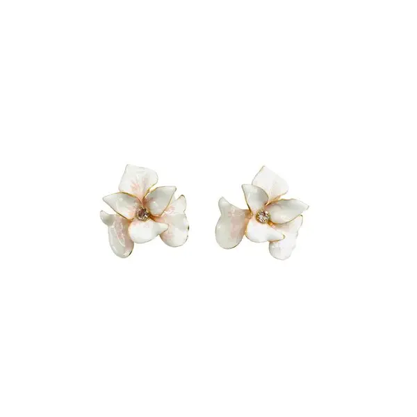 THE PINK REEF Orchid Stud Earrings - White