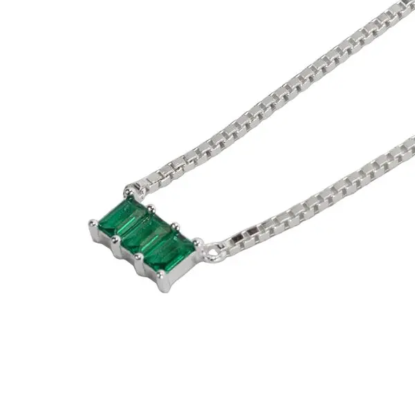NASI SILVER Kadima Baguette Necklace Spinel Silver - Green