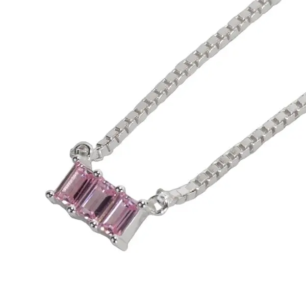 NASI SILVER Kadima Baguette Necklace Spinel Silver - Pink