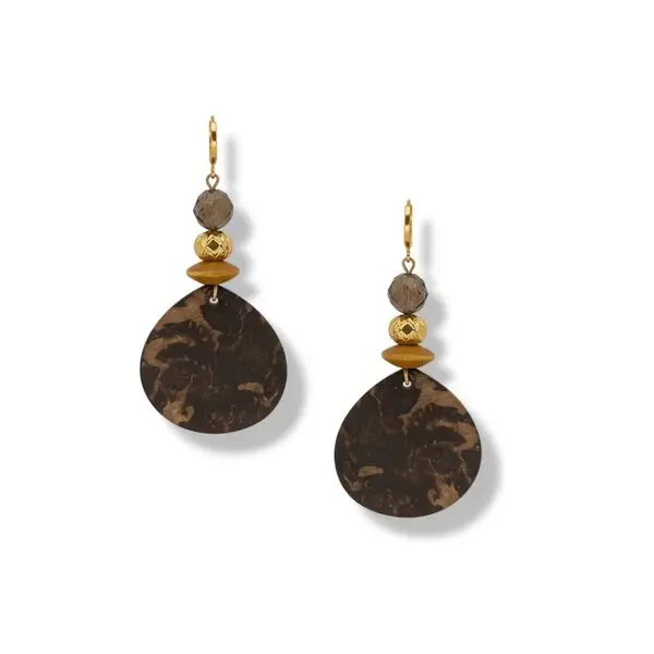 JAREDJAMIN Gold Plated Jasper Drop Earrings - Gold/brown