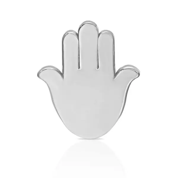 Maya Brenner Designs White / Silver Charm Stud 14k White Gold Hamsa - White/silver