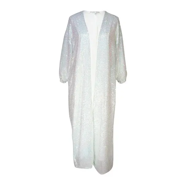 JENNAFER GRACE Sequin Cocoon Jacket - White