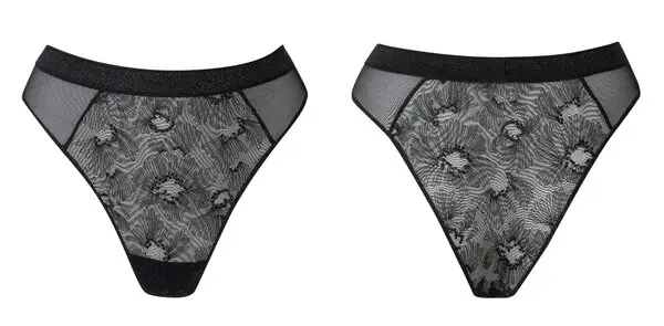BOTT LINGERIE Crush Lace Tanga Thong – Shadow - Black