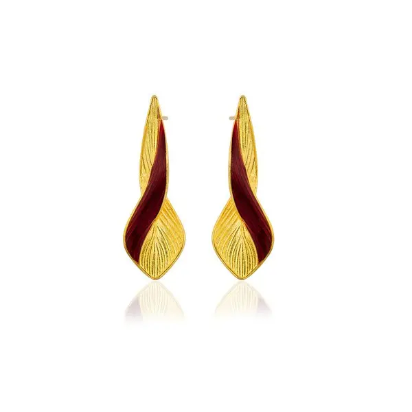MILOU JEWELRY Gold Plated Infinity Earrings - Red