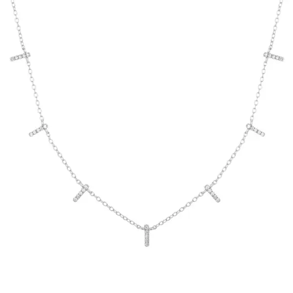 KAMARIA Bar Choker Necklace With Crystals - Silver