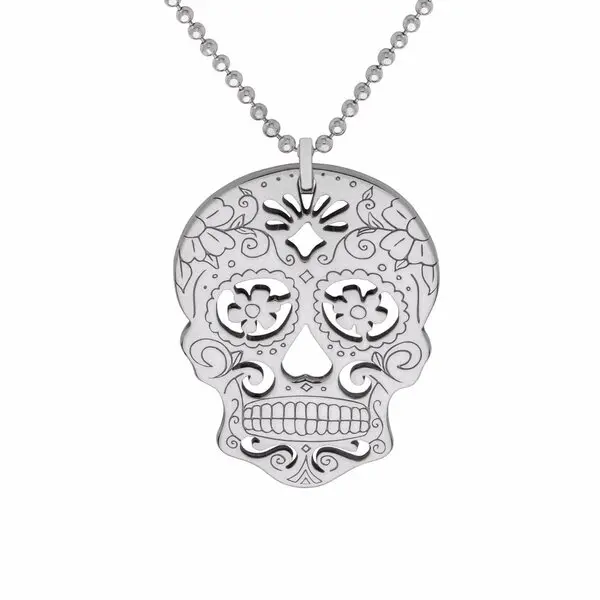 CARTERGORE Sugar Skull Pendant Necklace - Silver