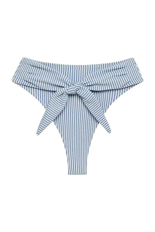 MONTCE Striped Tie-up Bikini Bottom - Blue/white