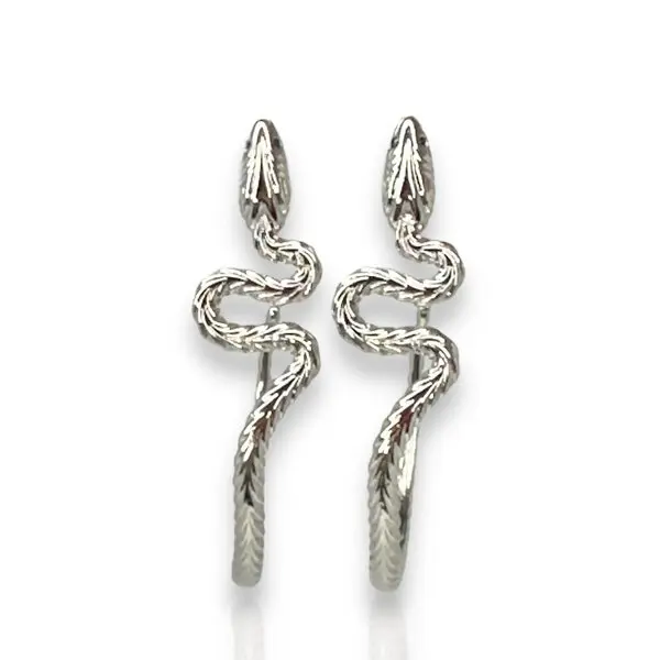 JAGGED HALO JEWELRY Serpent Hoop Earrings - Silver