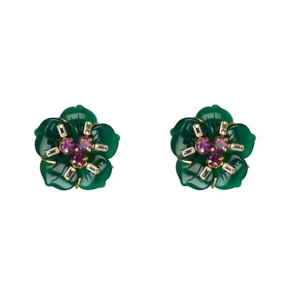Bounkit Cordelia Stud Earrings - Green
