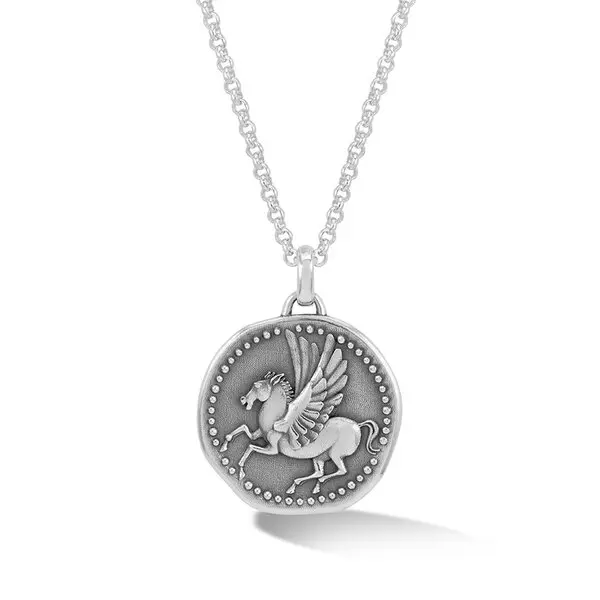 DOWER & HALL Overcome And Thrive Pegasus Talisman Necklace In Sterling - Silver