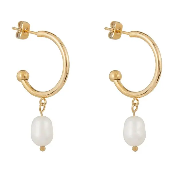 BALLINGER Slim Freshwater Pearl Hoop Earrings