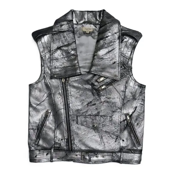 ZASTASTUDIO Mercury Rebel Sleeveless Leather Jacket - Silver