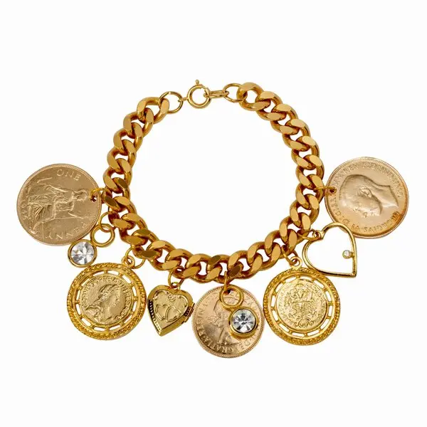 CARAMEL VINTAGE JEWELLERY Vintage Plated Charm Bracelet - Gold