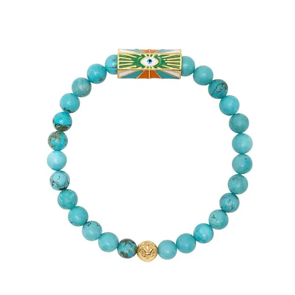 NIALAYA JEWELRY Evil Eye Turquoise Bead Bracelet - Blue