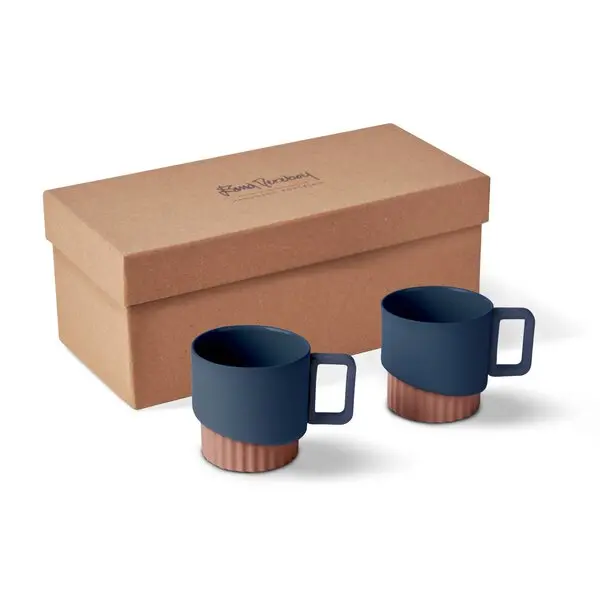 Esma Dereboy Blue / Orange Corint Tea Cup Set Of Two Coral Ocean Colour - Blue/orange