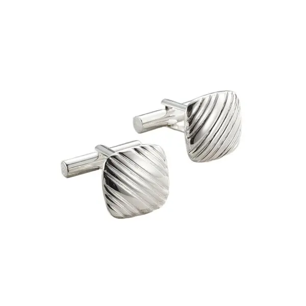 POSH TOTTY DESIGNS Ribbed Sterling Square Cufflinks - Silver