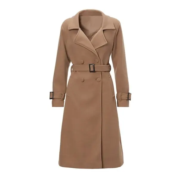 BLUZAT Double-breasted Slim Coat