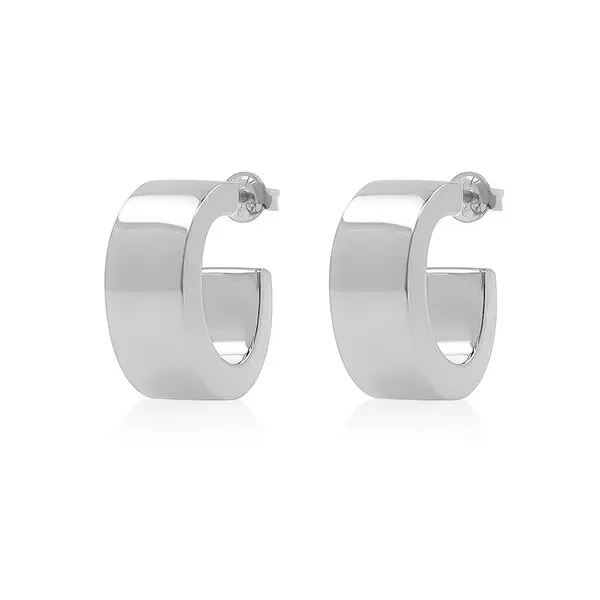 Côté Caché Chunky Oval Hoop Earrings - Silver