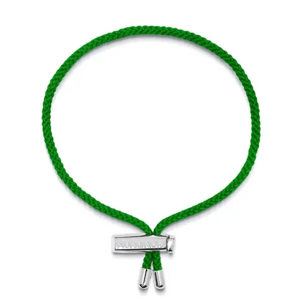 NIALAYA JEWELRY Green Nylon String Bracelet With Stainless Steel Lock - Green/silver