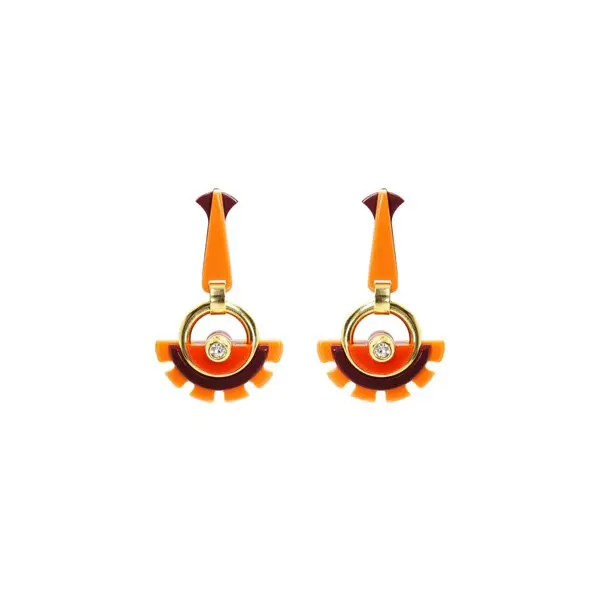 GISSA BICALHO Acrylic Hoop Dangle Earrings - Orange