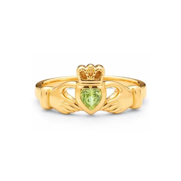 SEVEN SAINTS Claddagh Heart Ring With Peridot And Zirconia - Green/gold