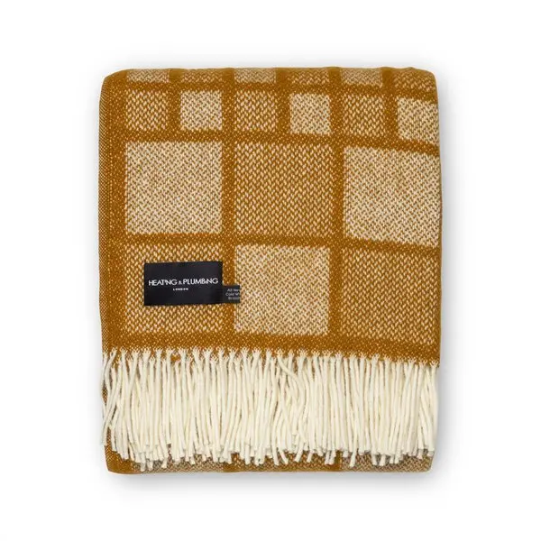HEATING & PLUMBING LONDON Evening Tales Pure New Wool Blanket Mosaic Toffee - Brown