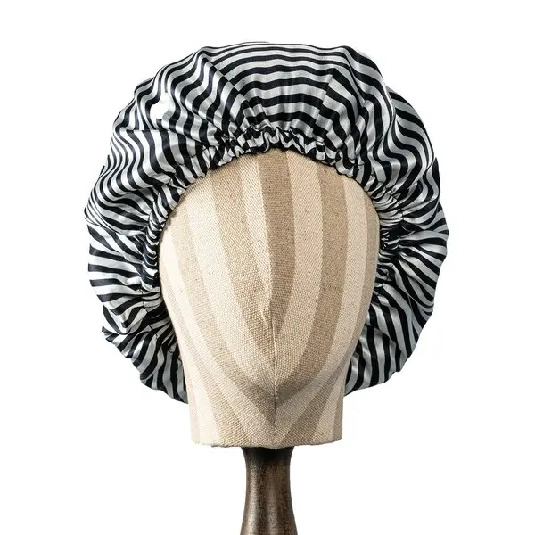 SOFT STROKES SILK Pure Mulberry Silk Double Layer Bonnet - Black