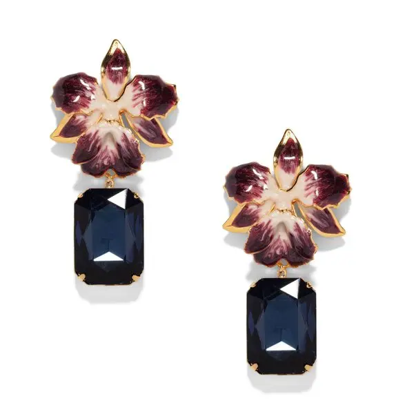 THE PINK REEF Vanilla Orchid Jeweled Drop Earrings - Purple