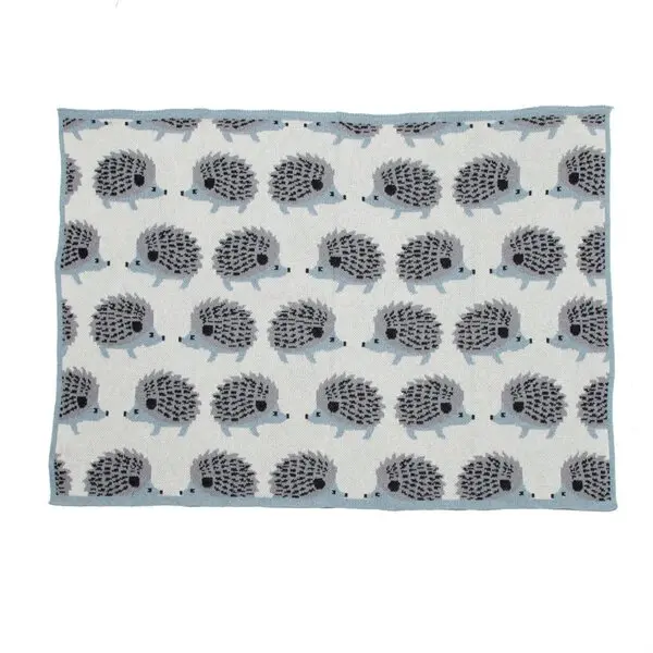 In2green Baby Cotton Knit Blanket Hedgehog - Blue