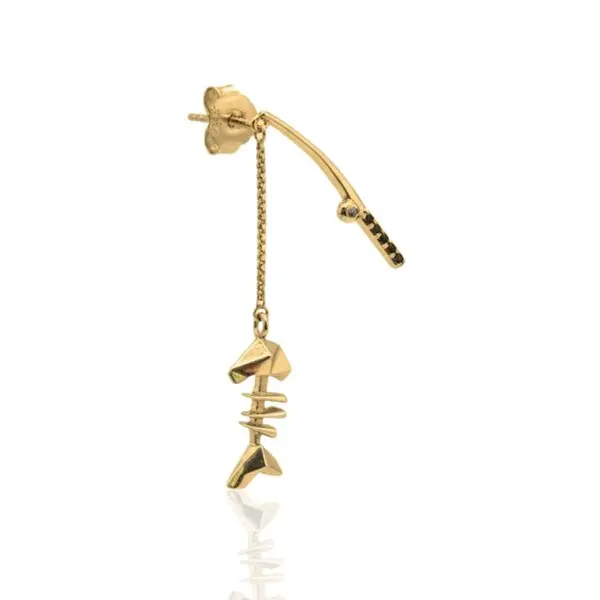 FRENVYRN 18k Vermeil Fish Bone Dangle Earring - Gold
