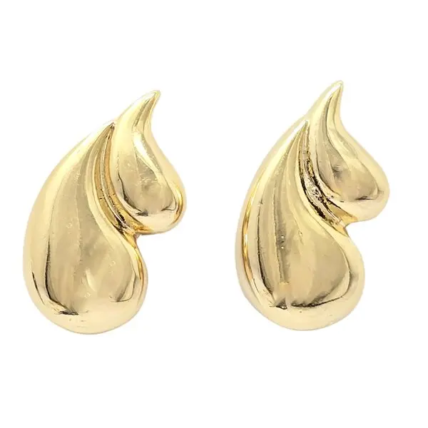 HARFI Statement Dual Teardrop Plated Earrings - Gold
