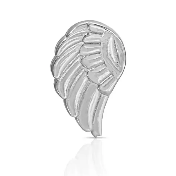 Maya Brenner Designs 14k Gold Angel Wing Charm Stud Earring - White